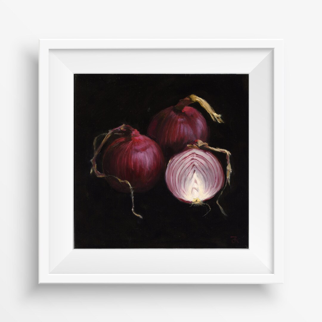Red Onions Oil Painting Fine Art Giclee Print. Kitchen Decor. Food Art ...