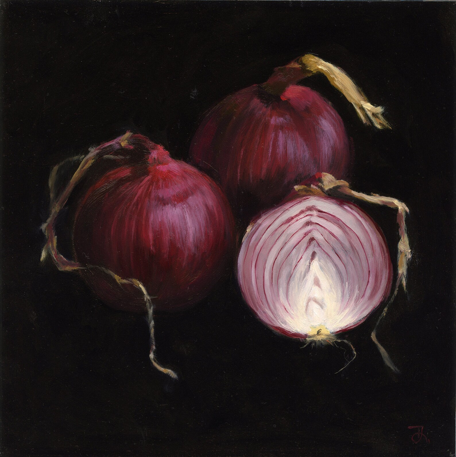 Red Onions Oil Painting Fine Art Giclee Print. Kitchen Decor. Food Art ...