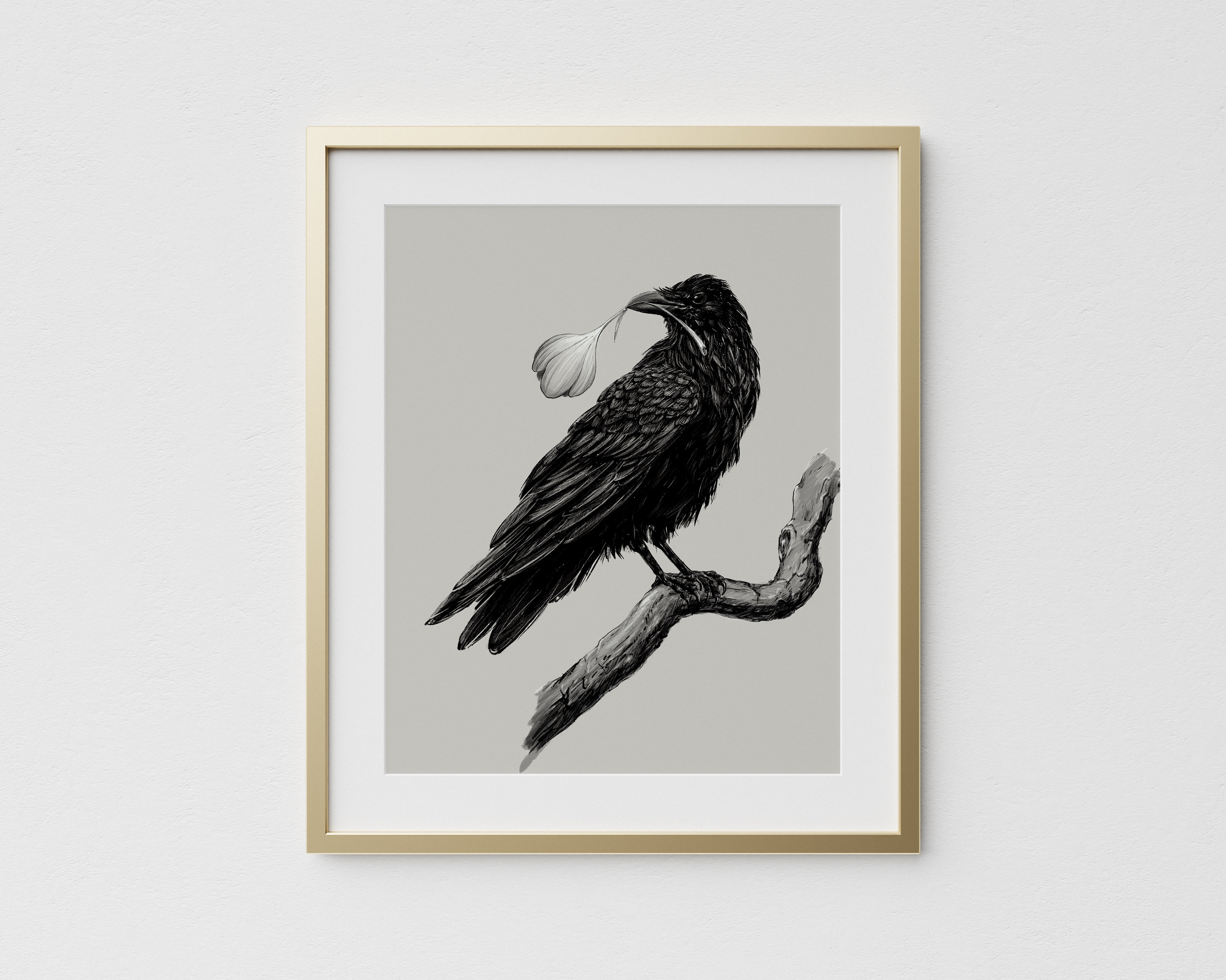 Crow And Tree Drawings In Pencil