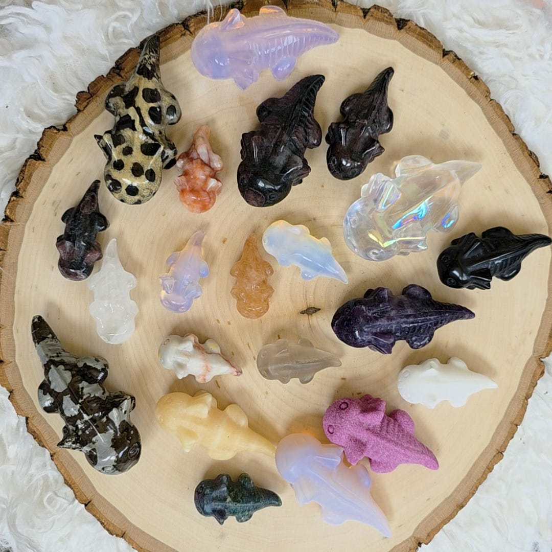 Crystal Axolotl Carving: Opalite, Obsidian, Jasper, Calcite & More - Etsy
