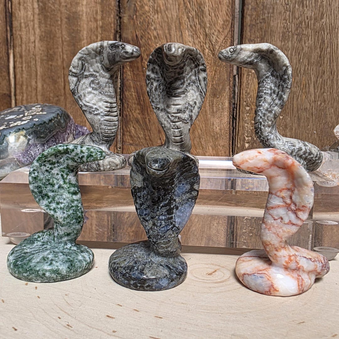Cobra Snake Picasso Red Vein Jasper Que Sera Jade 2" Carving - Etsy