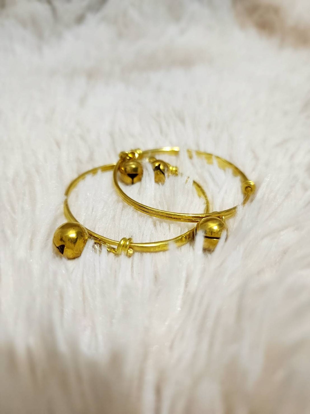 Pure Brass Baby Anklets Bell Newborn Bracelets Kid Bangle Golden ...