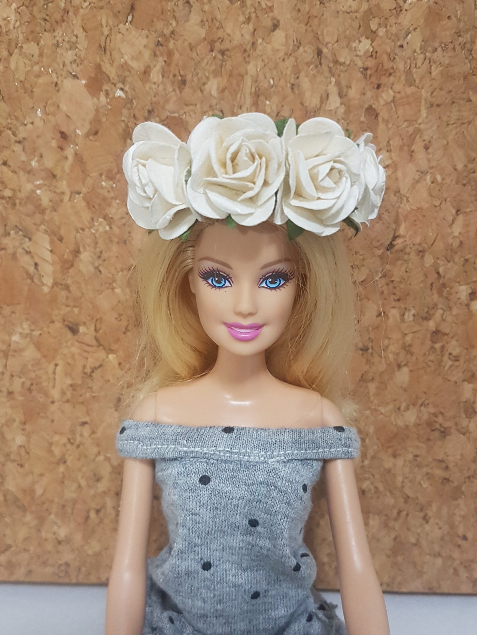 OOAK White Rose Flower Bride Crown Wedding Vintage Barbie Doll Mulberry ...