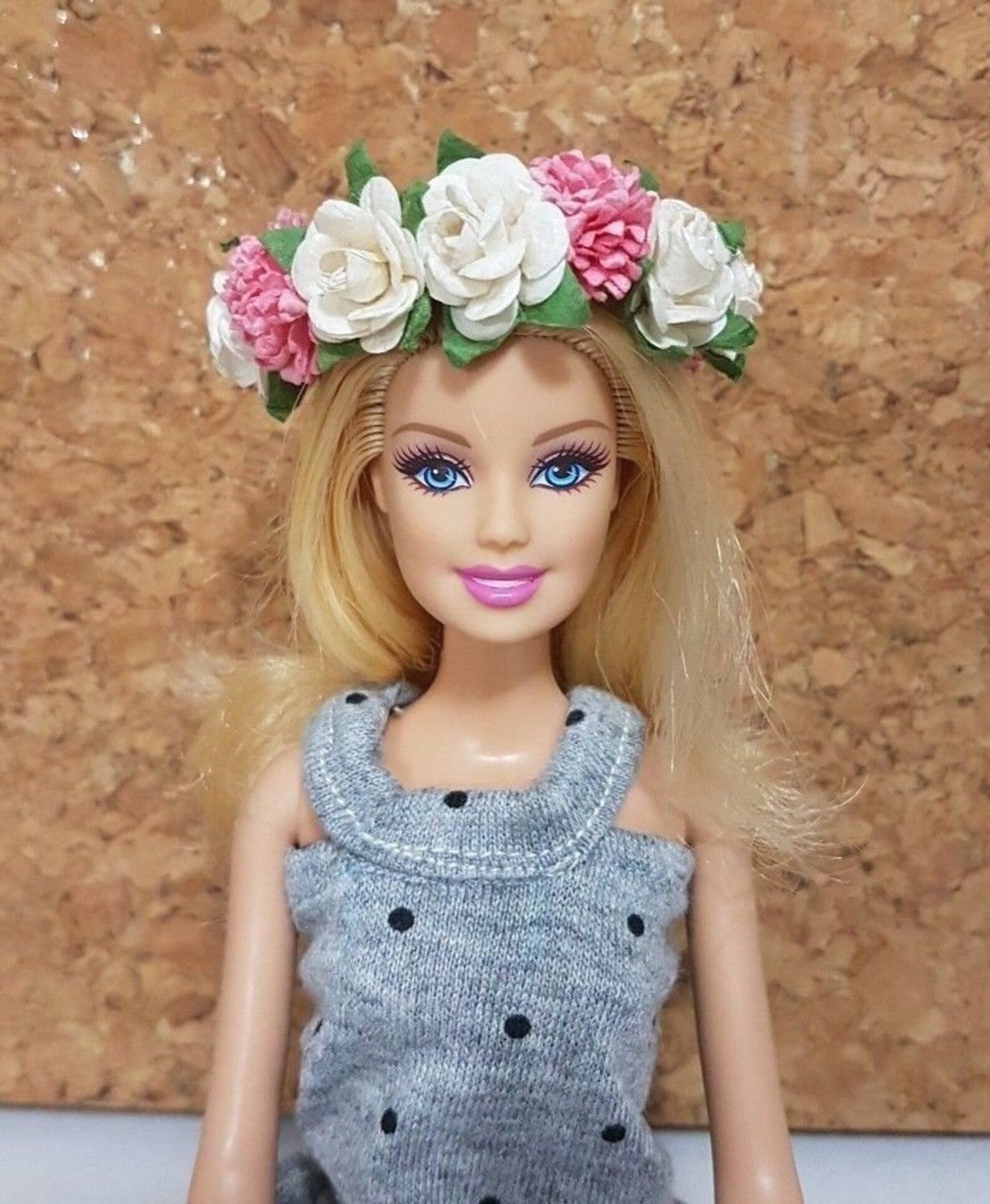 OOAK Pink White Rose Flower Bride Crown Wedding Vintage Barbie | Etsy