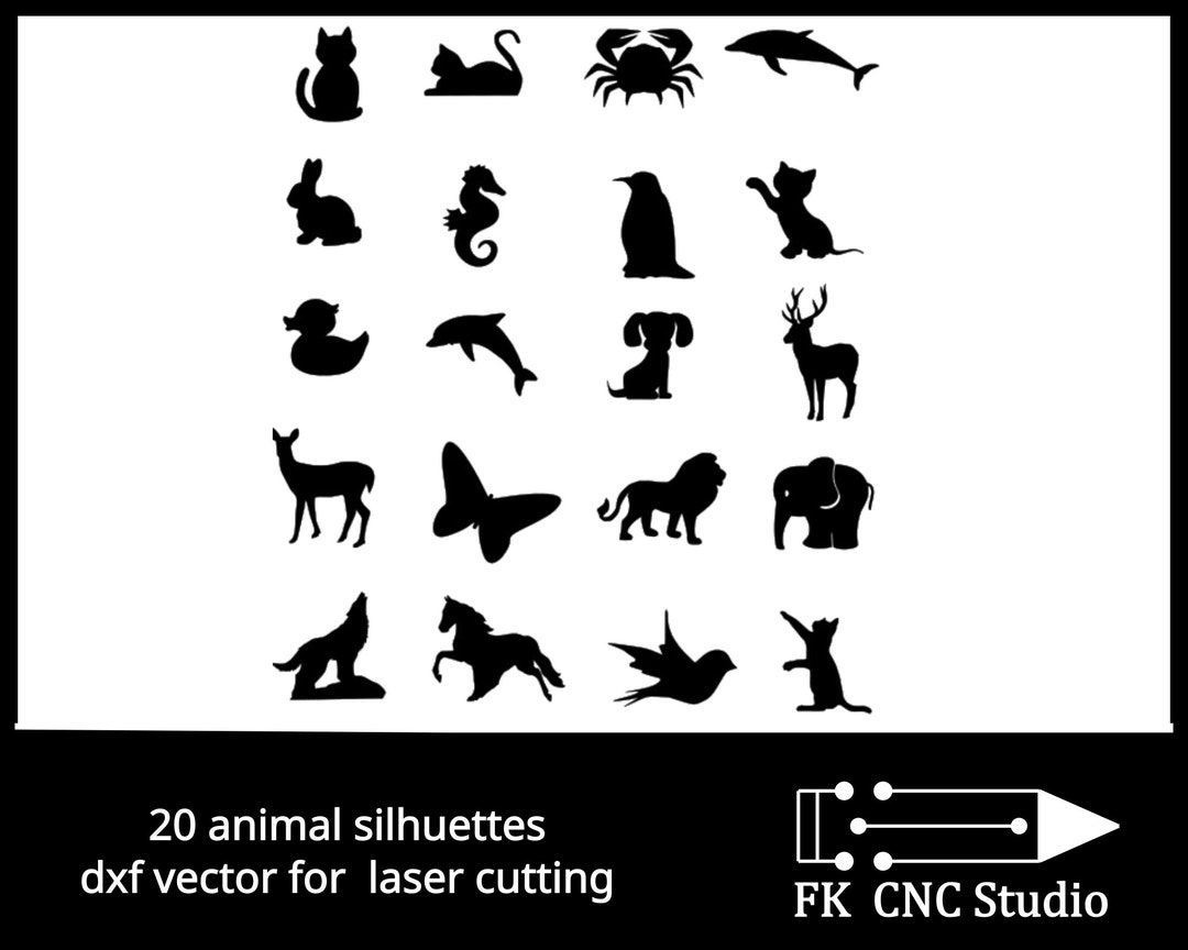 20 Animal Silhouettes, Dxf Files for Laser Cnc Machine - Etsy