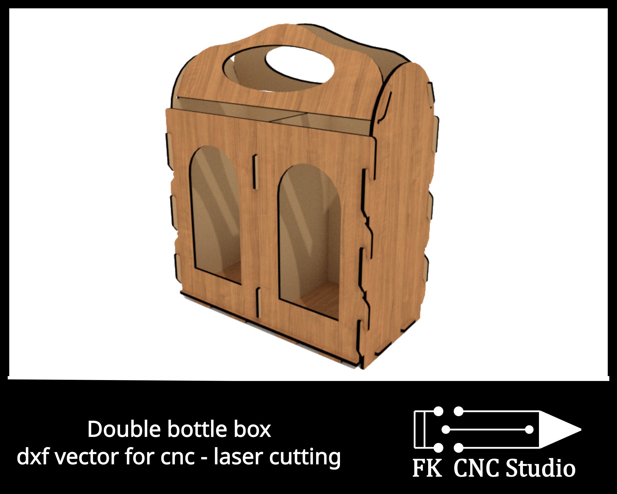 Double Bottle Box Cnc Design DXF File - Etsy