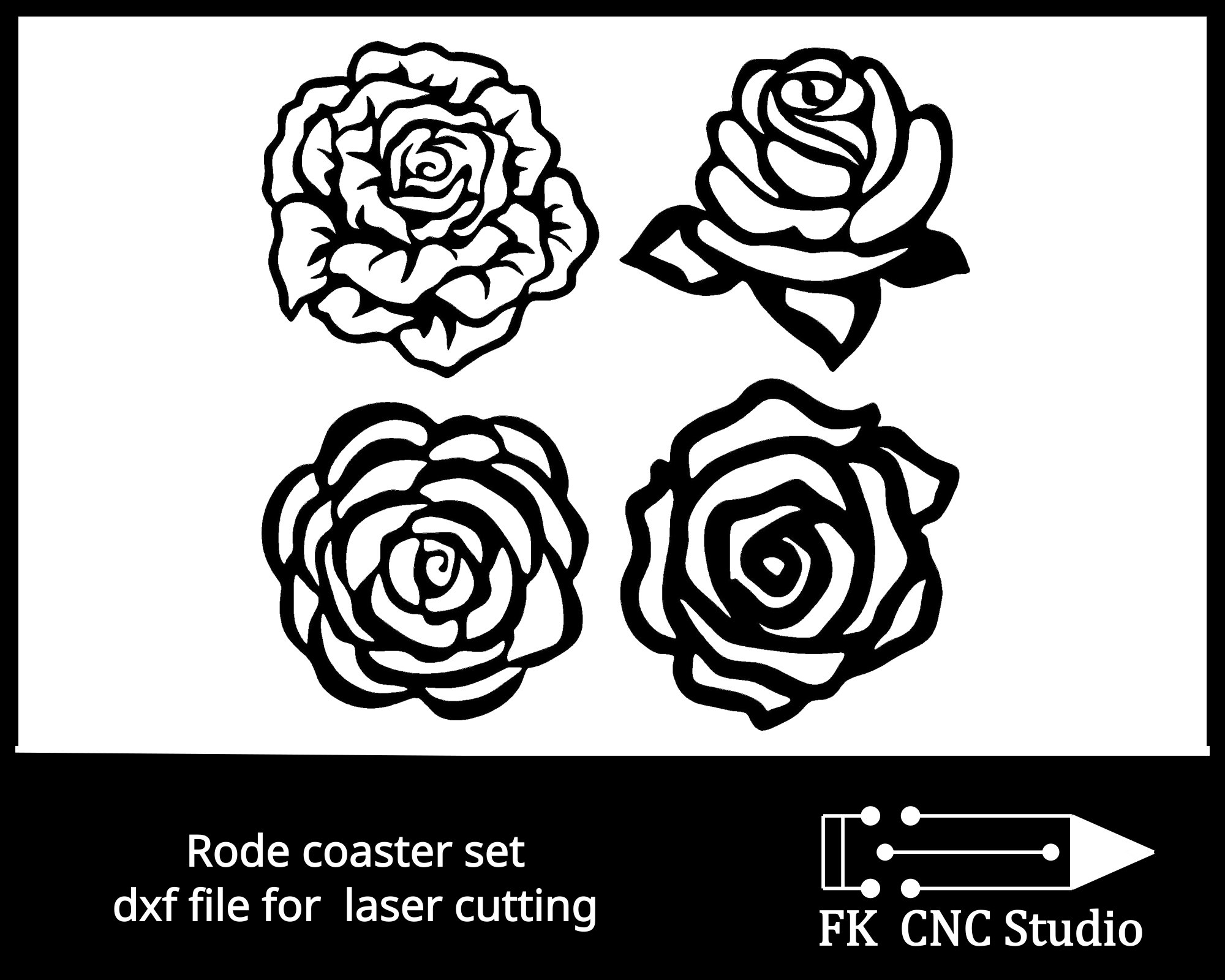 Rose Coaster Set DXF File for Laser CNC Router Plasma - Etsy