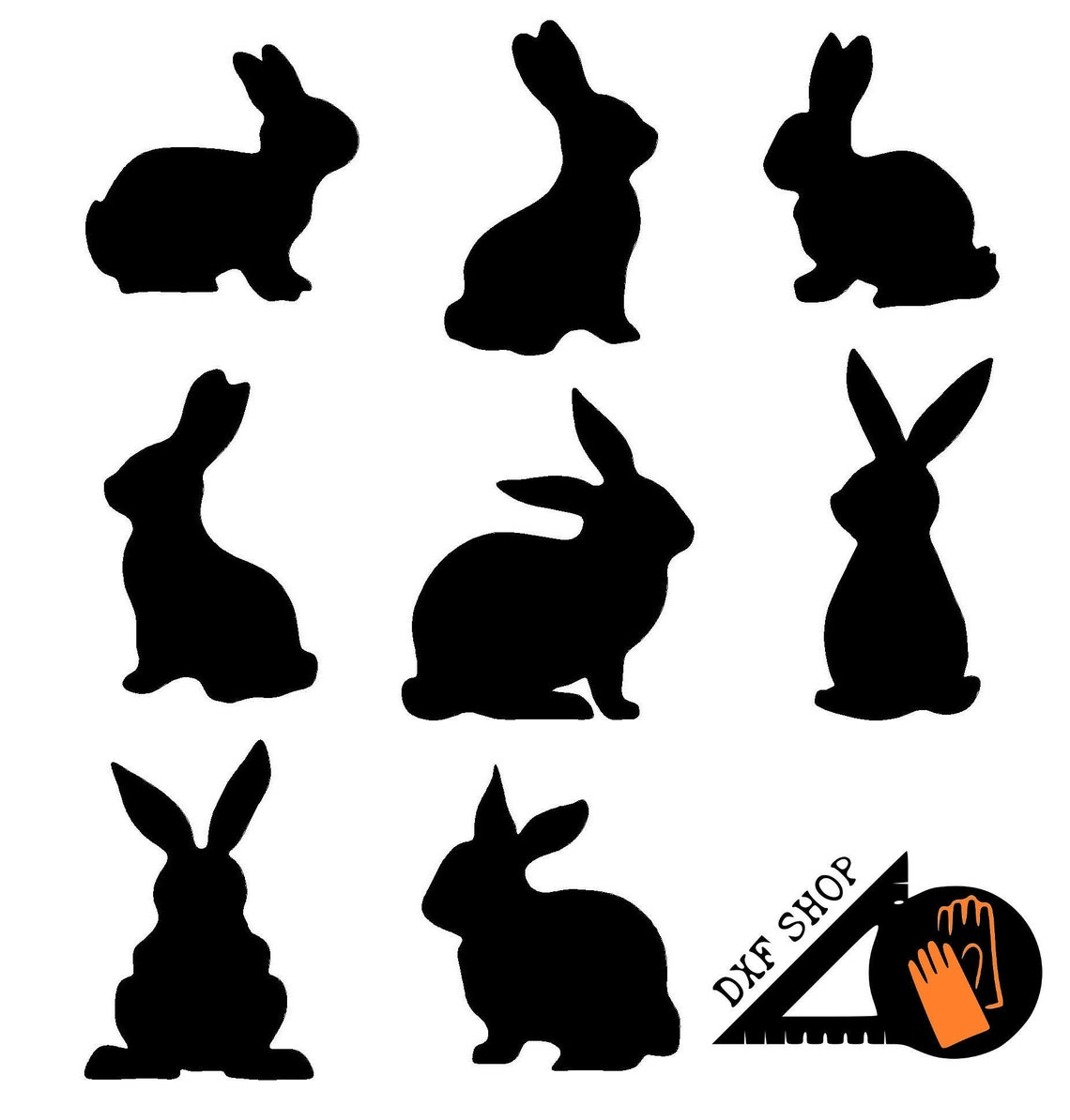 Rabbit Silhouettes DXF Files for Laser Cnc Machine | Etsy