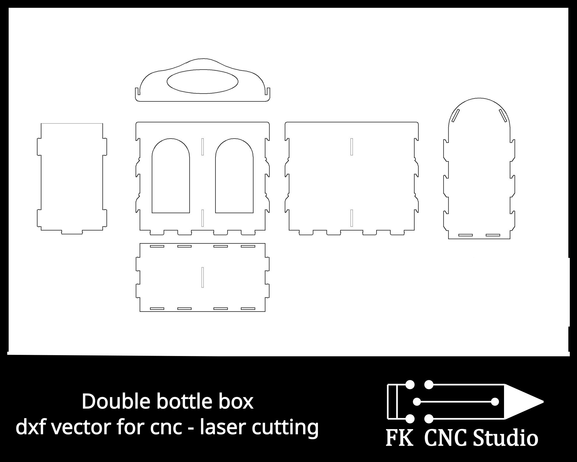 Double Bottle Box Cnc Design DXF File - Etsy
