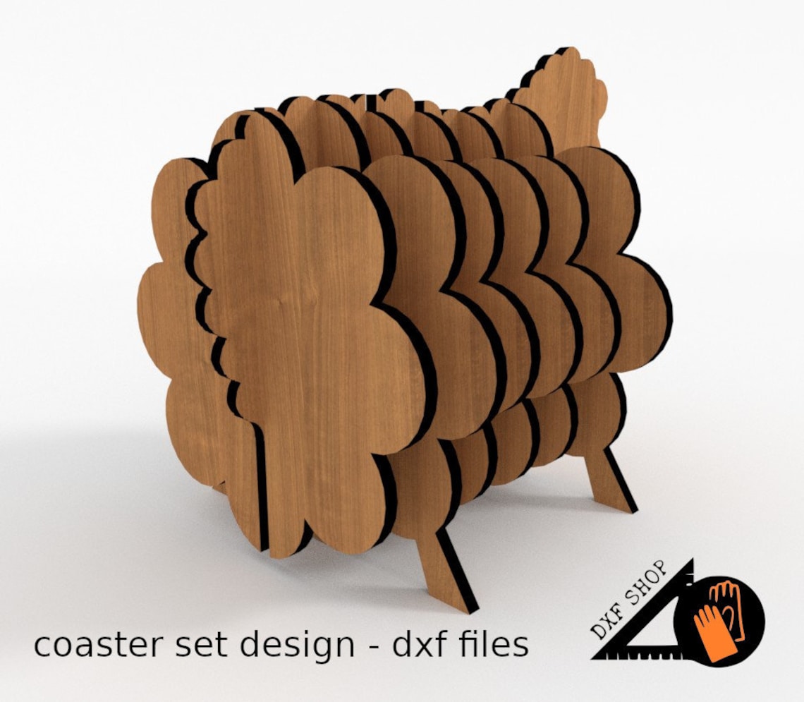 Sheep coaster Set DXF Files for laser cnc machine | Etsy