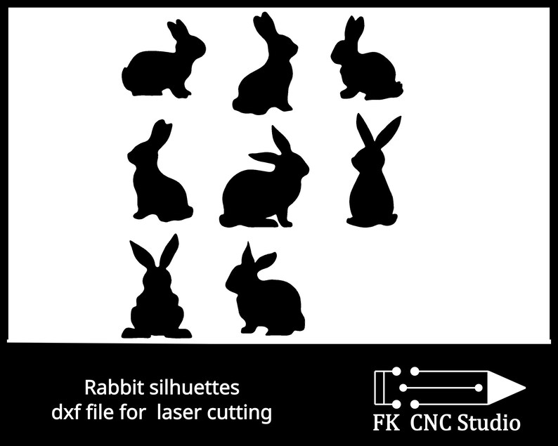 Hasen Silhouetten DXF Dateien für Laser cnc Maschine - Etsy.de