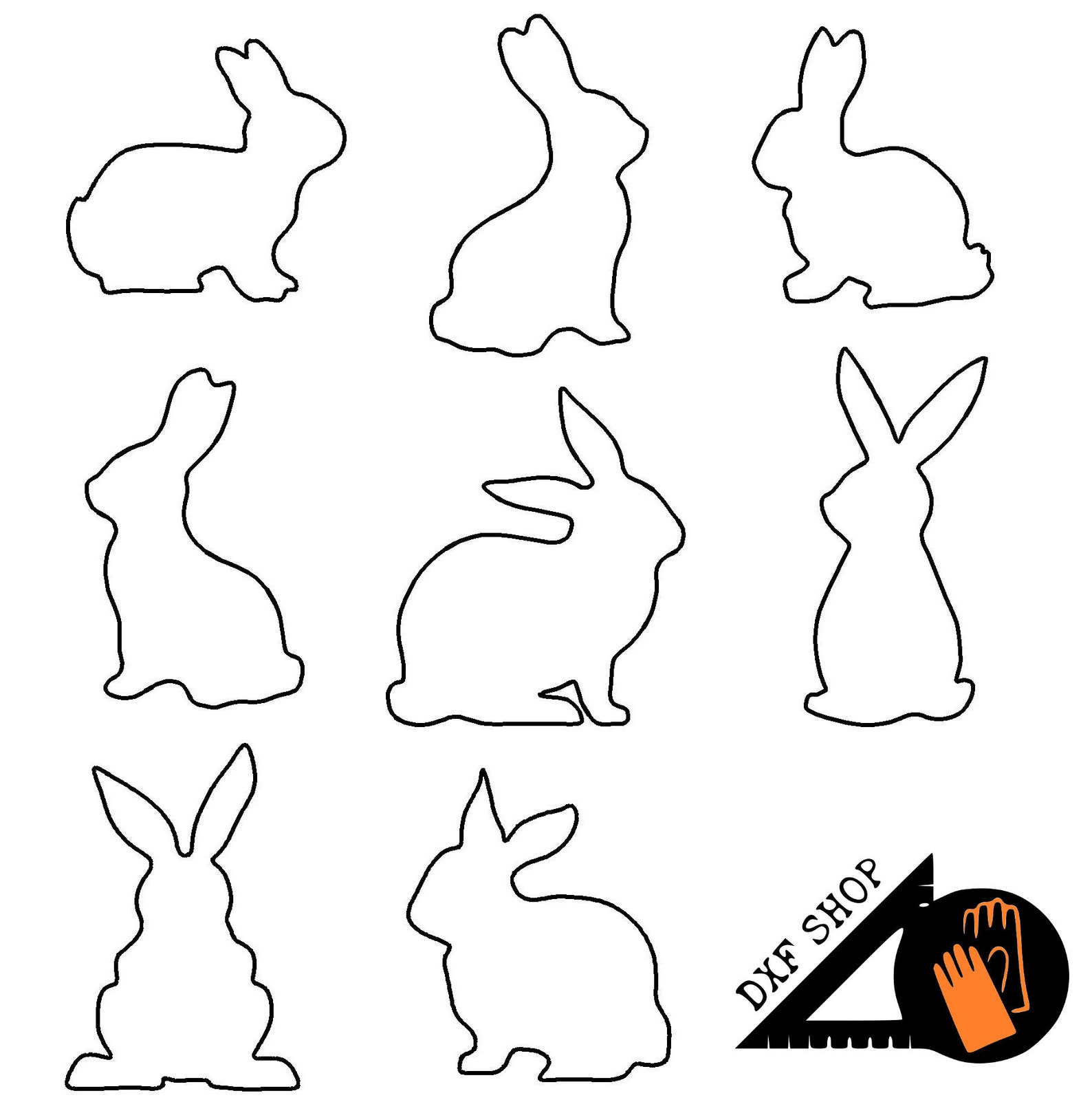Rabbit Silhouettes DXF Files for Laser Cnc Machine | Etsy