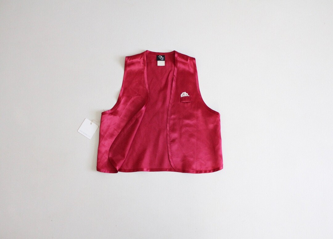 Cranberry Red Vest | Shiny Cropped Vest | Tuxedo Vest - Etsy