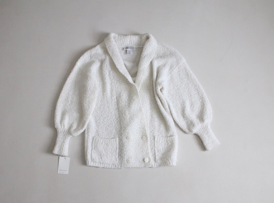 White Nubby Sweater | Balloon Sleeve Sweater | Textured White Sweater ...