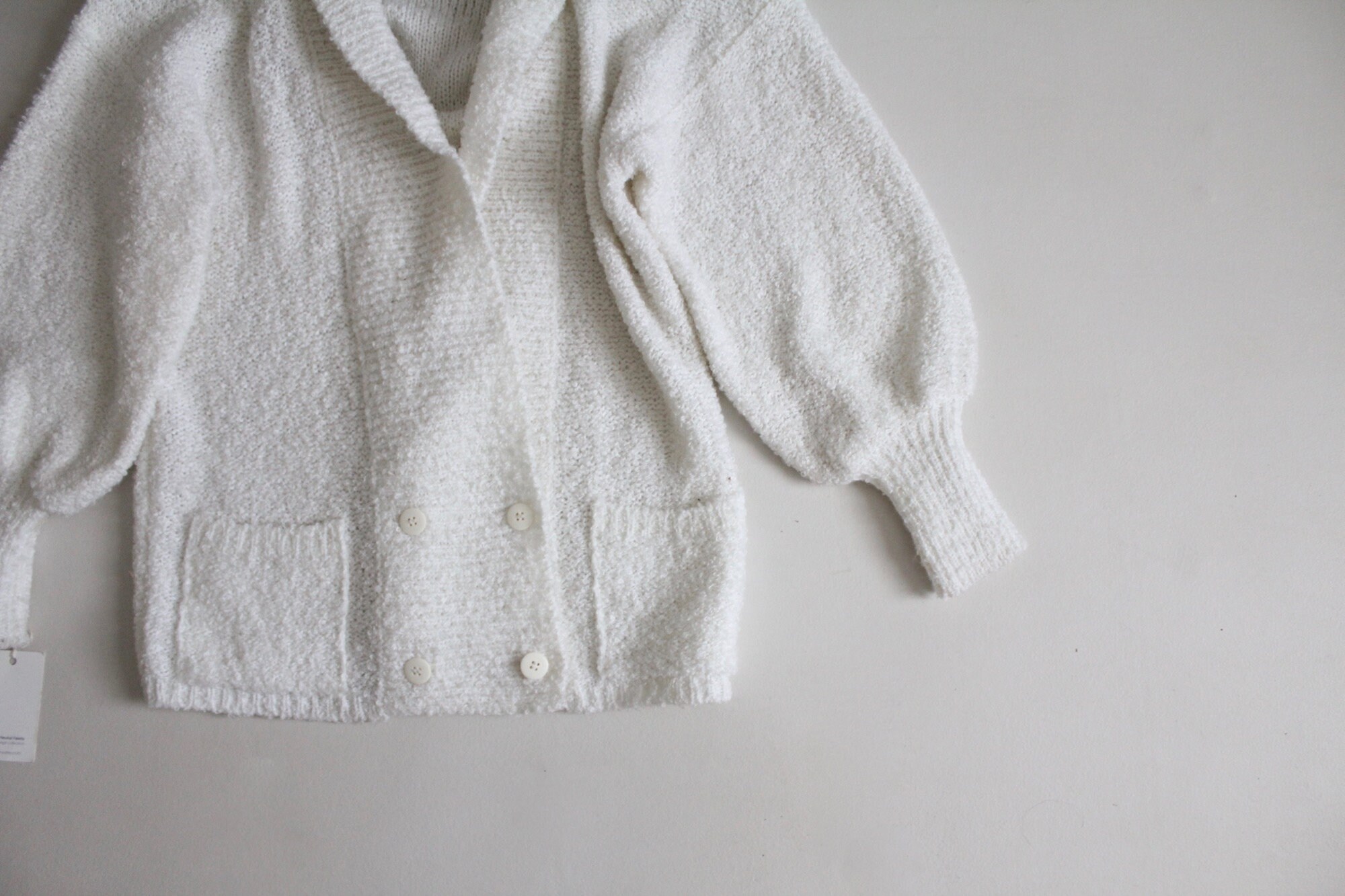 White Nubby Sweater Balloon Sleeve Sweater Textured White - Etsy