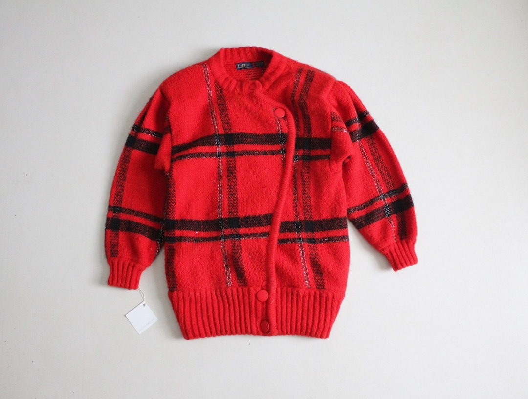Oversized Knit Coat | Red Plaid Sweater | Red Sweater Coat - Etsy