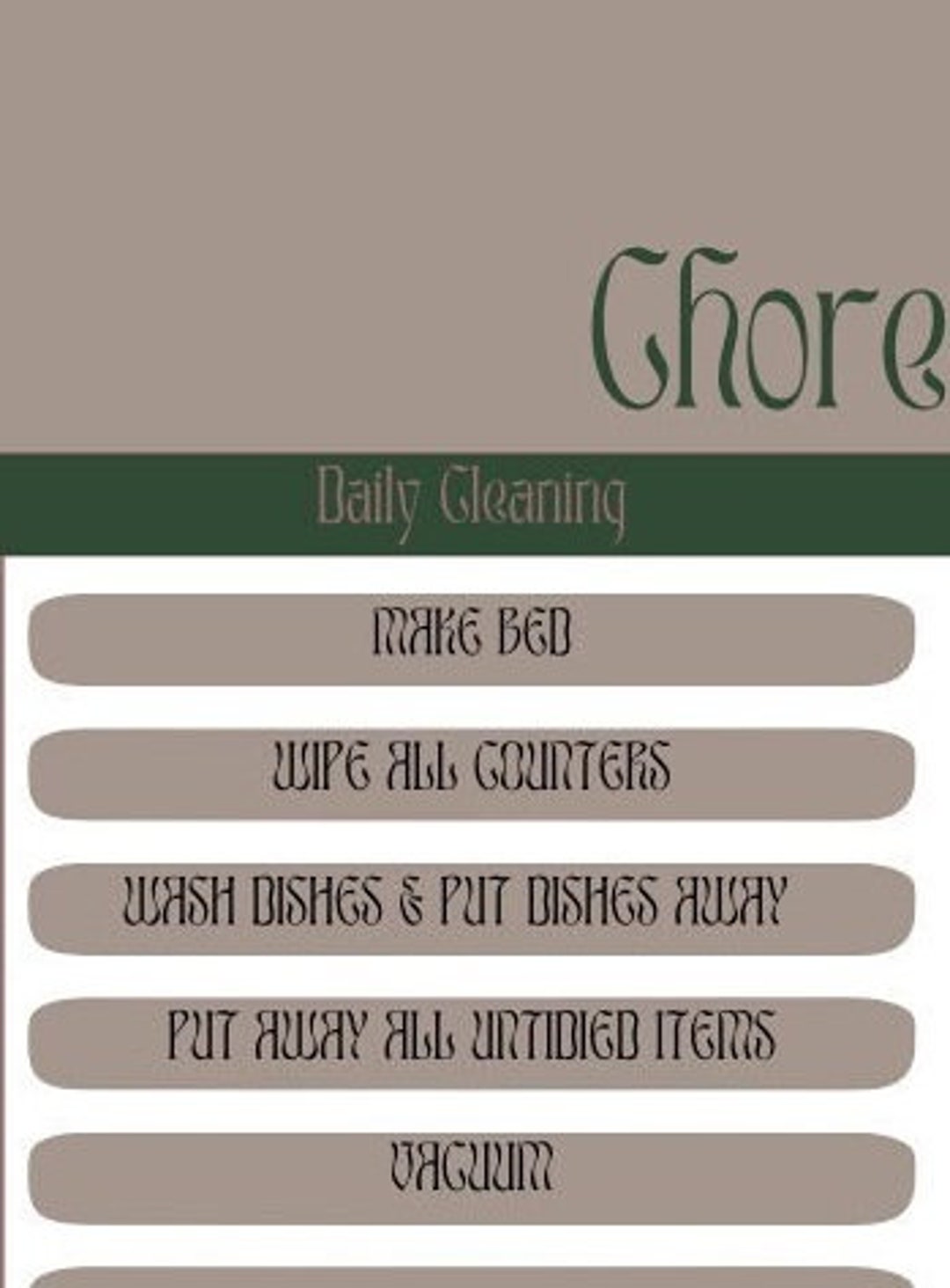 Digital Chore Chart - Etsy