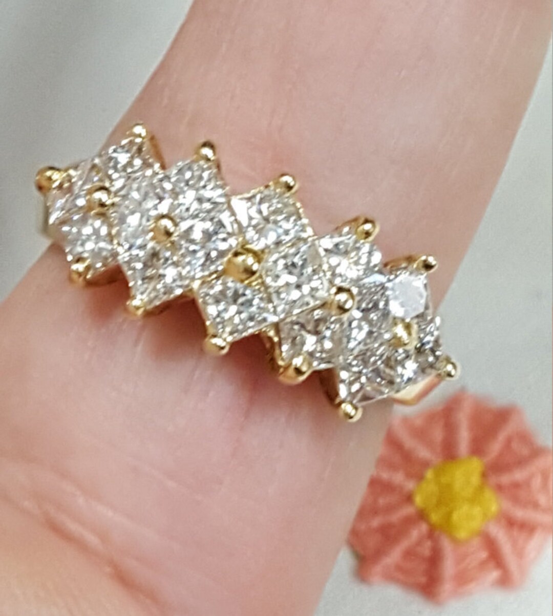 14k Yellow Gold Princess Cut Diamond Custom Made Ring - Etsy
