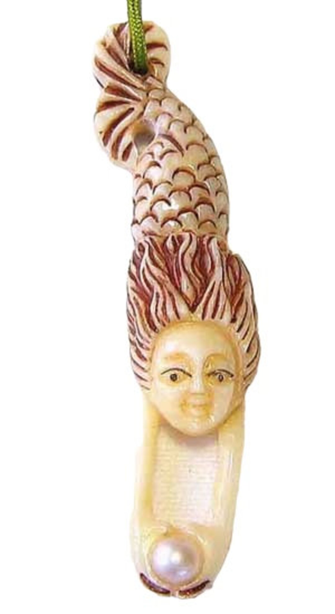 Splash Carved Mermaid W/pearl Centerpiece Bead 52x11x7mm 1 Bead - Etsy