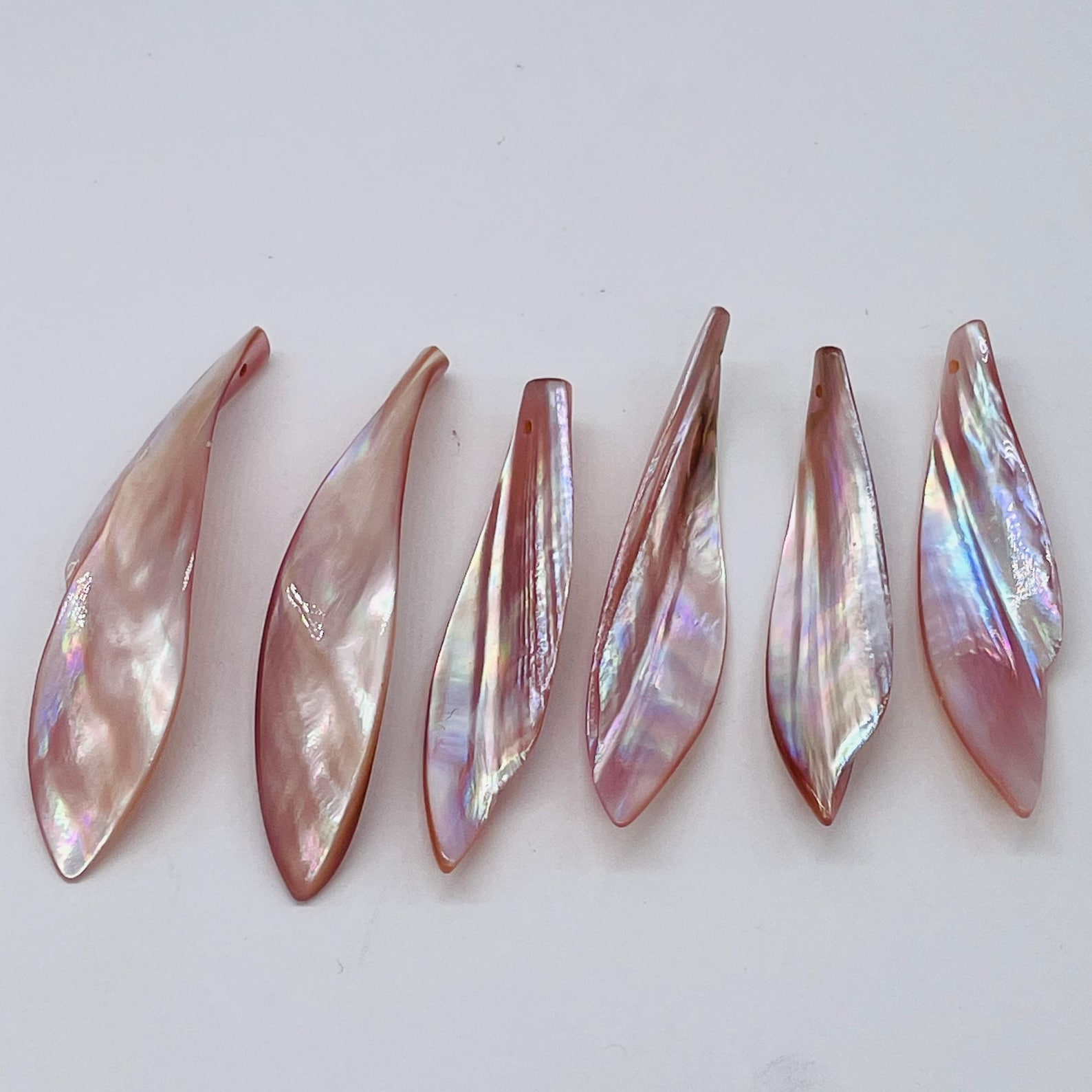 Designer Blade Cut Pink Mussel Shell Pendant Beads 67x3mm to 53x6mm ...