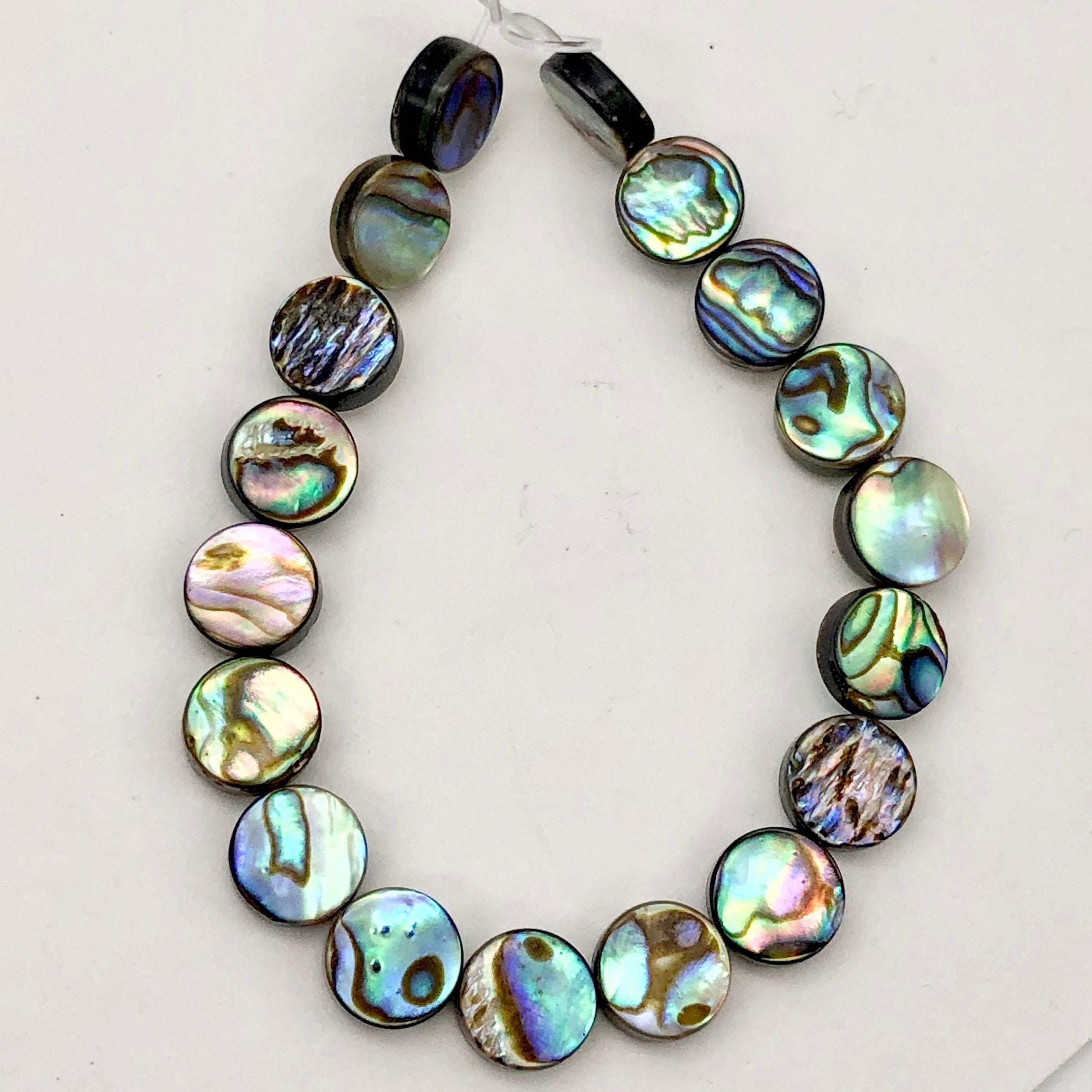 Natural Abalone Shell Coin Bead 16 Inch Strand | 8x3mm | Multi-hue | 49 ...