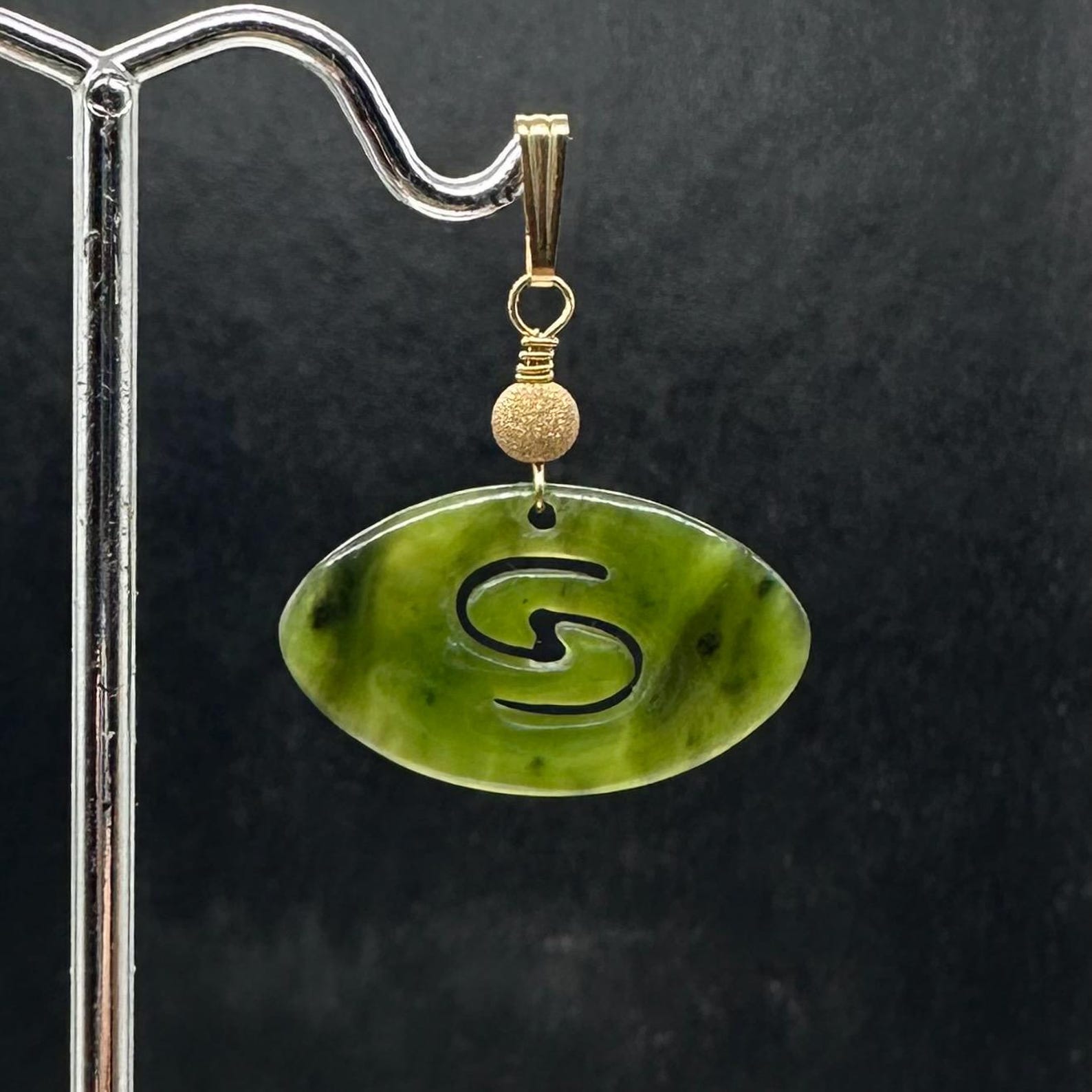 Jade New Zealand Maori Koru 14K Gold Filled Pendant | Green | 1" Long ...