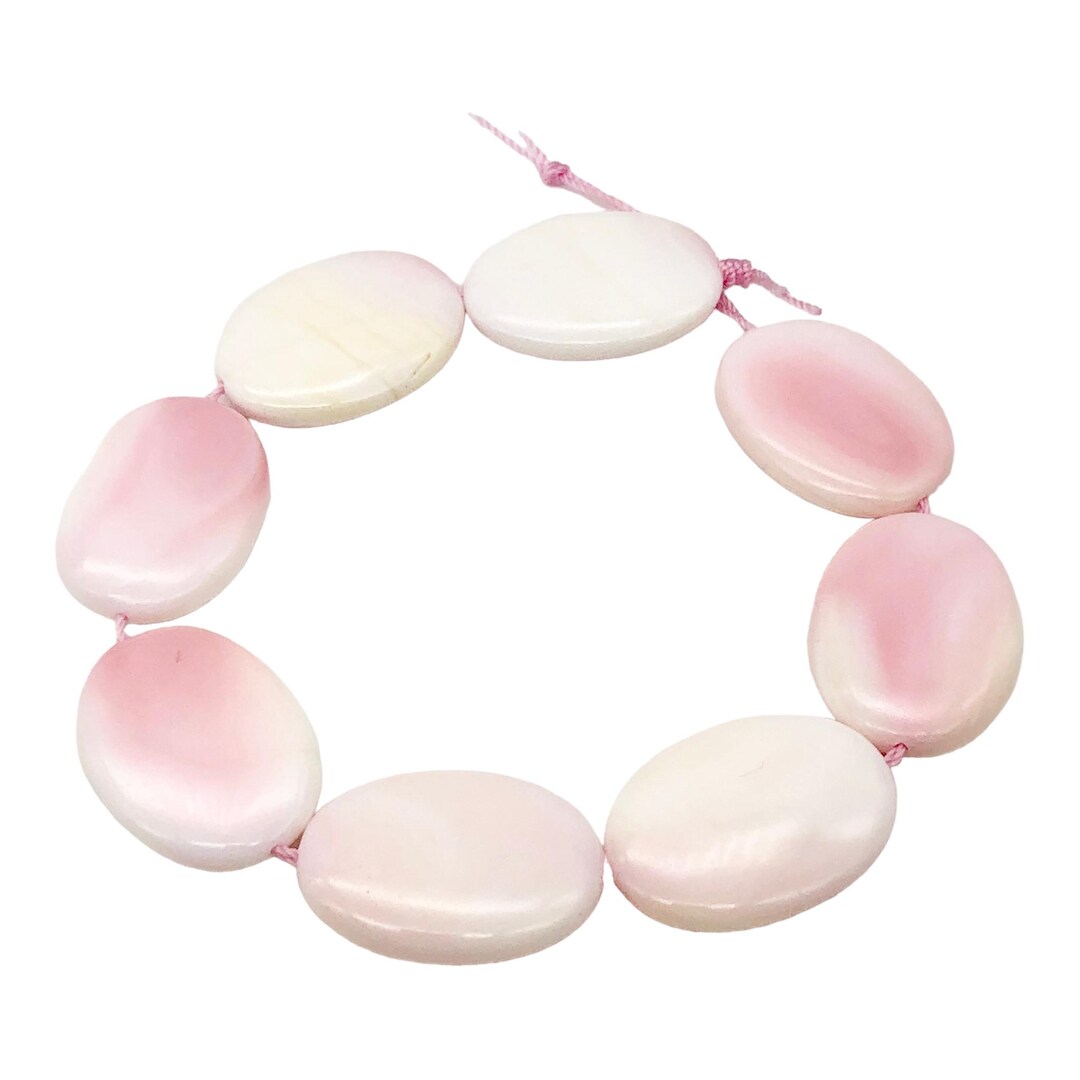 Conch Shell. Oval Half Strand | 25x18x6mm | Pink White | 8 Bead(s) - Etsy