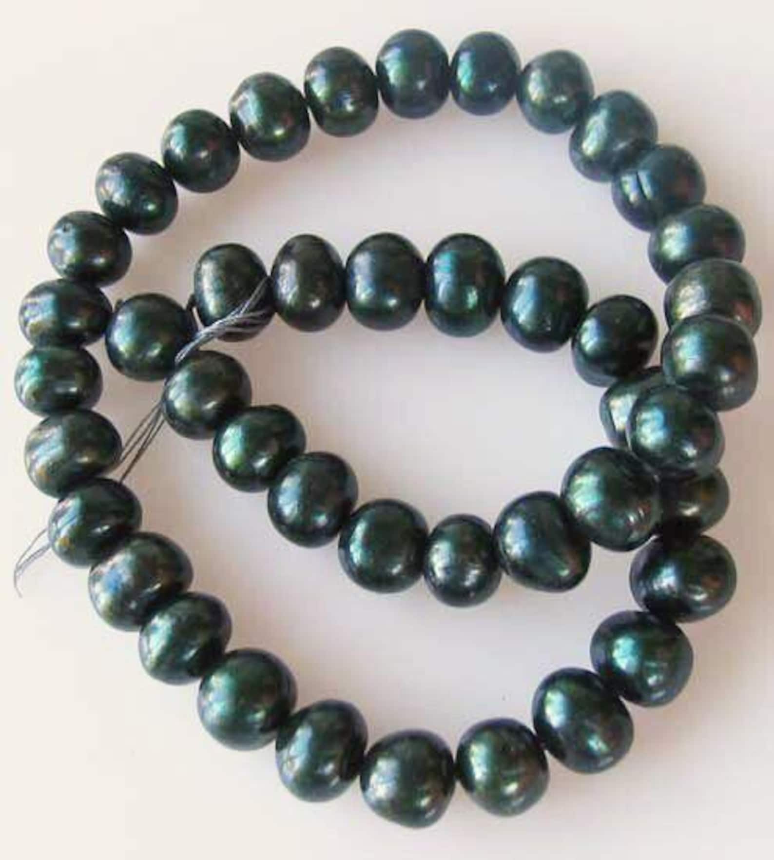 7 Deep Emerald Green Freshwater Pearls: Shimmering Jewelry Beads - Etsy