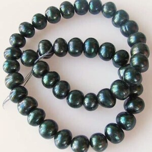 7 Deep Emerald Green Freshwater Pearls | 10x10.5x9.5mm to 12x10x11mm ...