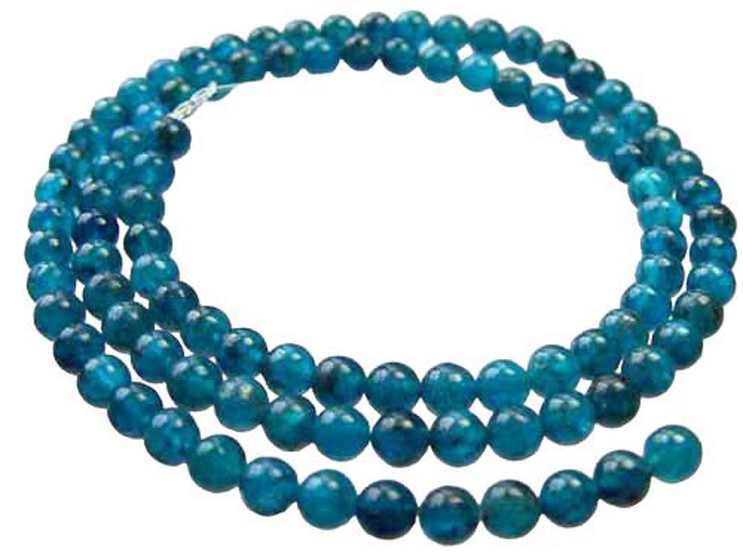 Deep Blue Apatite Round Beads | 3.5mm Gemstone Strand (16