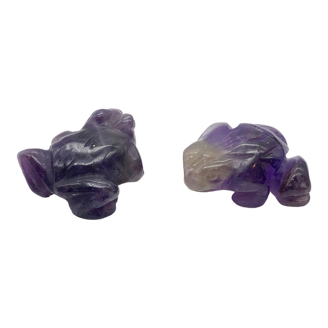 Prosperity 2 Hand Carved Amethyst Frog Animal Beads 20x18x9.5mm Purple ...
