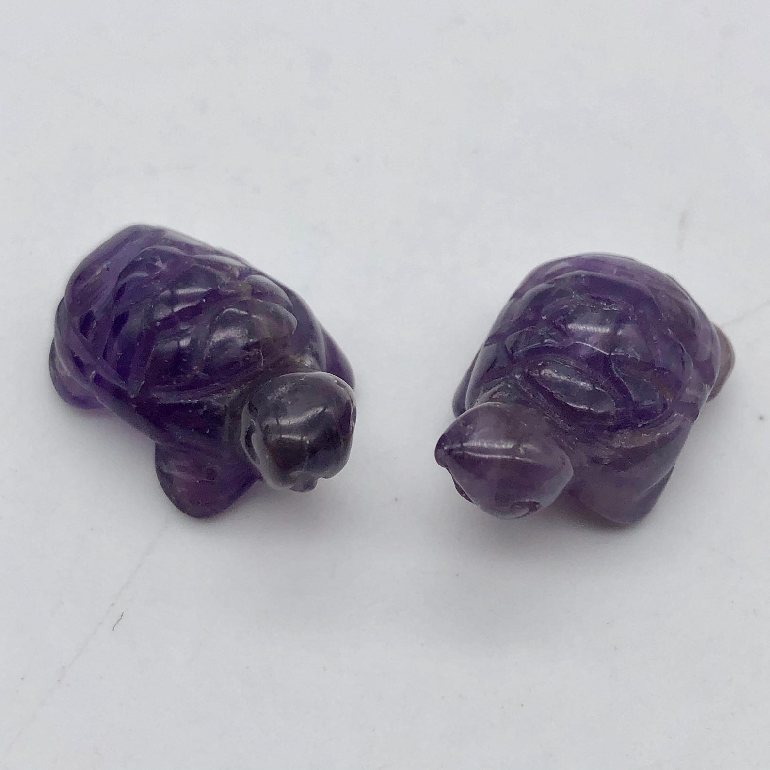 Stone Charming 2 Carved Amethyst Turtle Animal Beads | 22x12.5x9mm ...