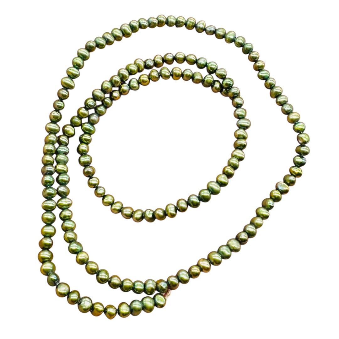 Fab Forest Green Freshwater Pearl Strand | 3x2mm | 175 Pearls | - Etsy