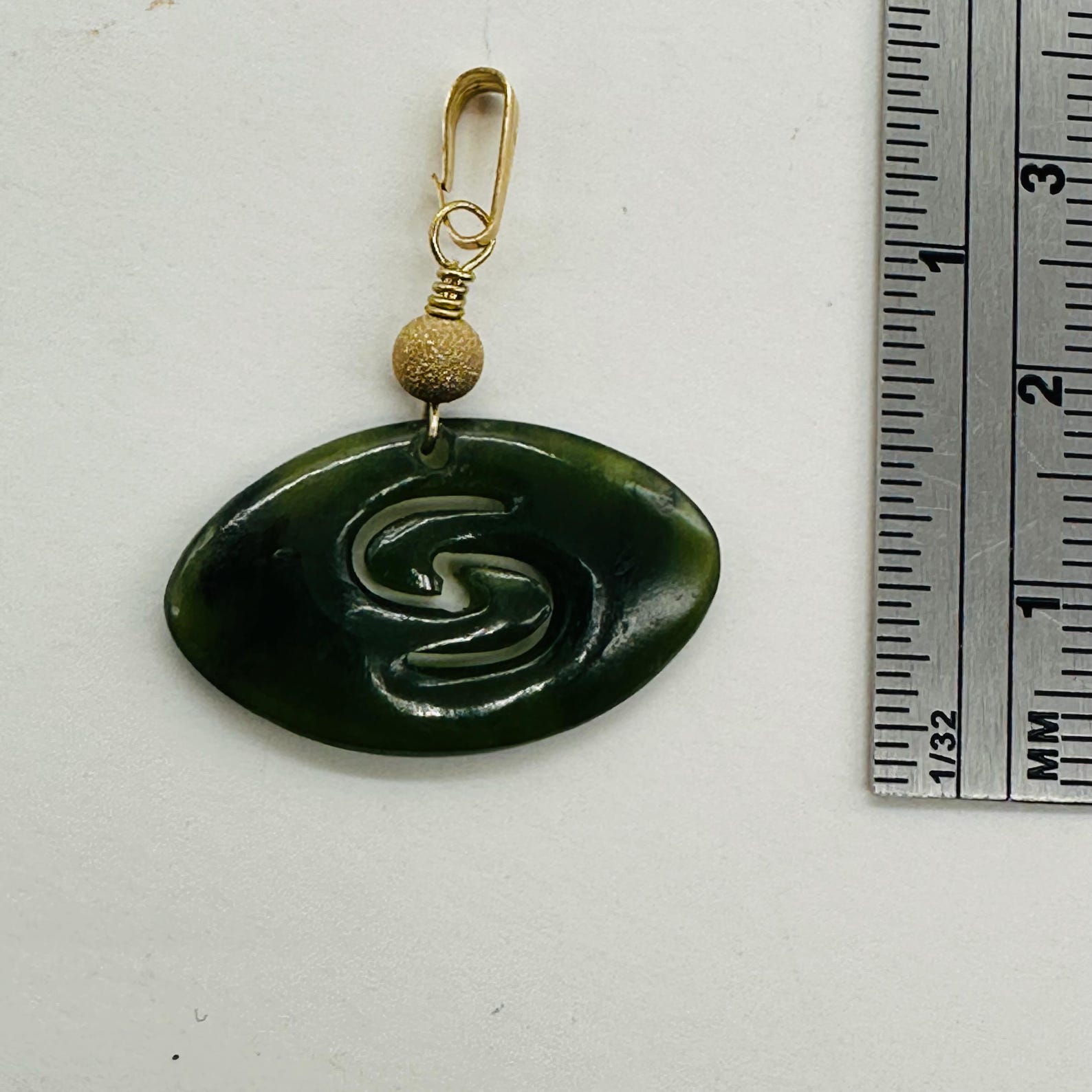 Jade New Zealand Maori Koru 14K Gold Filled Pendant | Green | 1" Long ...