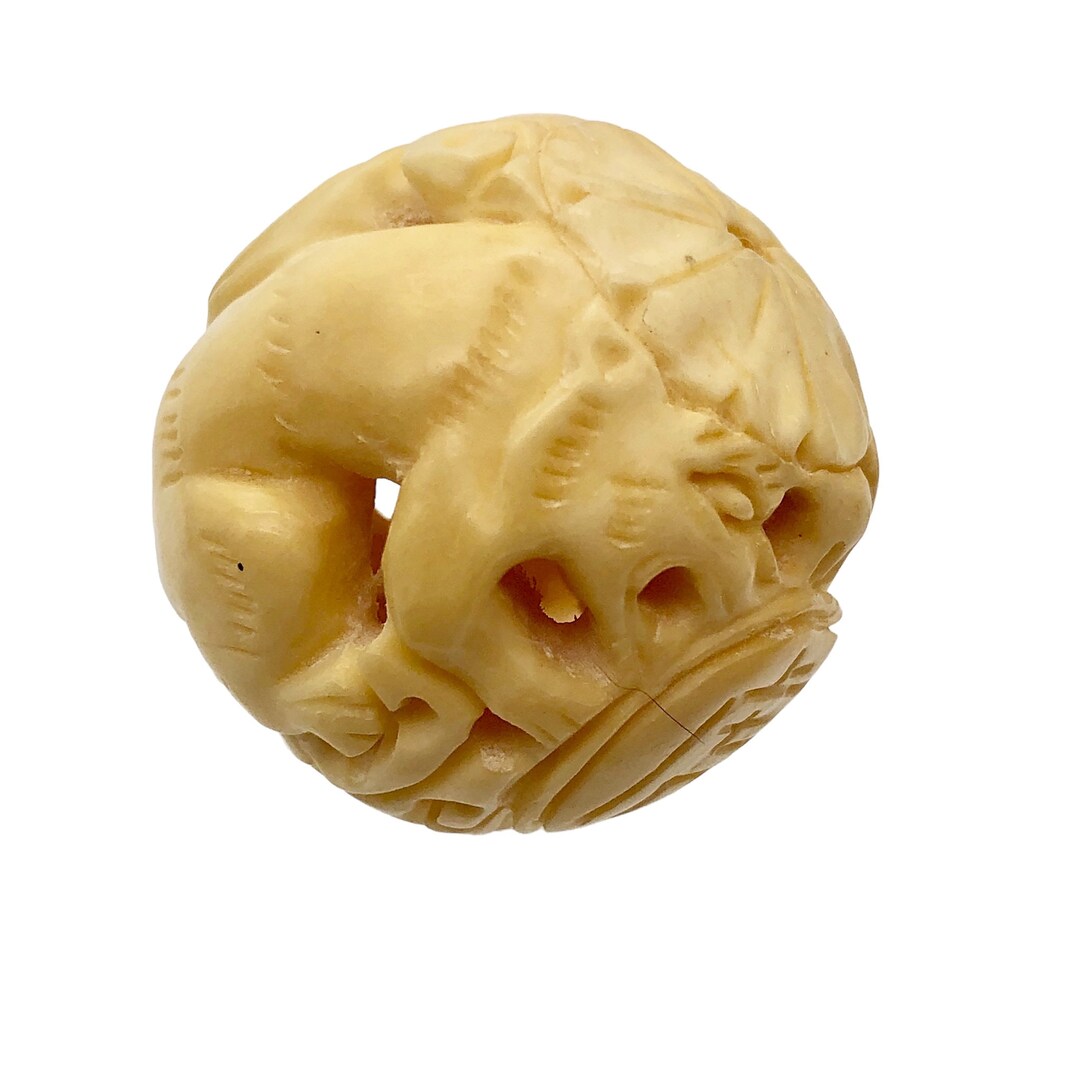 Chinese Zodiac Year of the Tiger Bone Bead 30mm Cream Round 1 Bd - Etsy