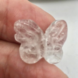 Fluttering 2 Hand Carved Quartz Butterfly Animal Beads 21x18x5mm Clear ...