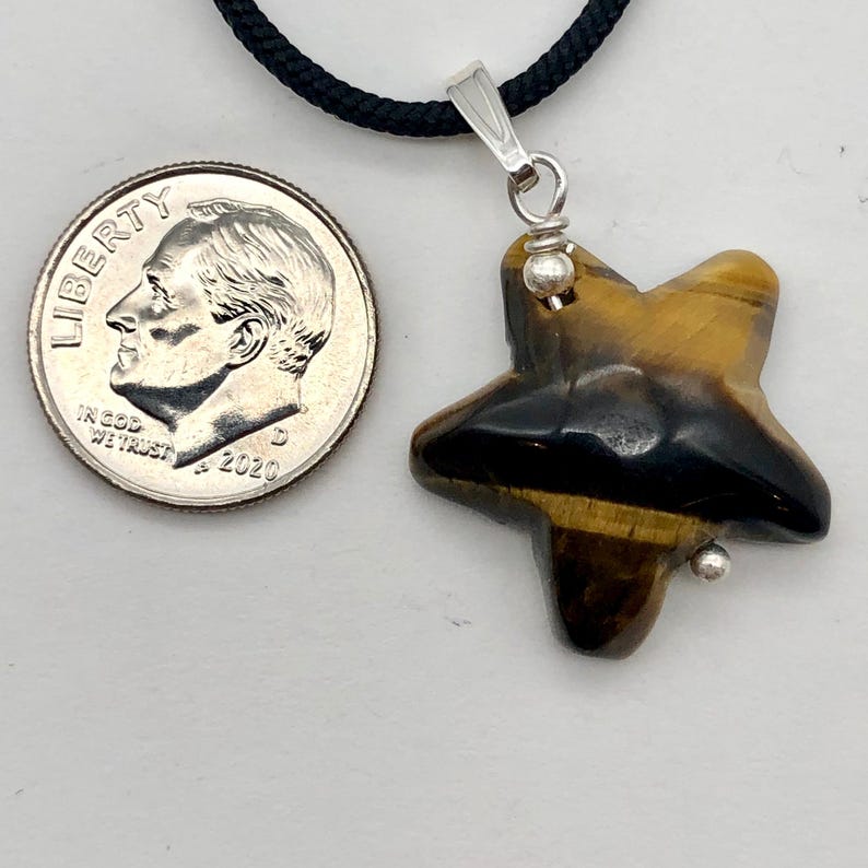 Tiger Eye Starfish Pendant Necklace | Semi Precious Stone | Silver ...
