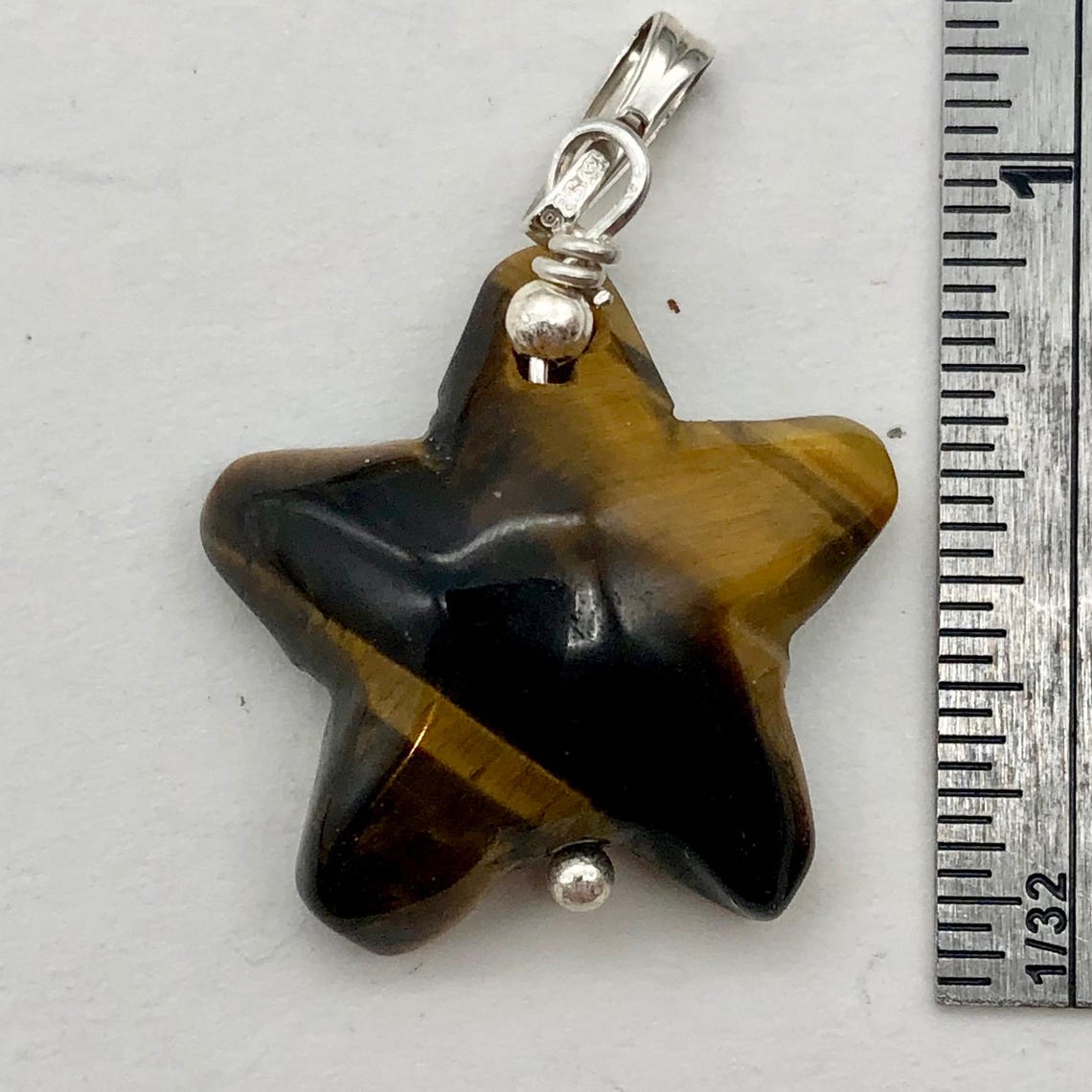 Tiger Eye Starfish Pendant Necklace | Semi Precious Stone | Silver ...