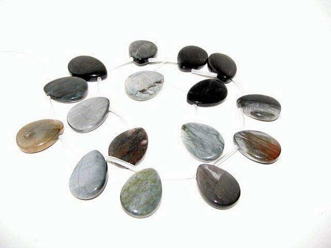 Chatoyant Cat's Eye Chyrsoberyl Quartz 26x17.5mm Bead Strand 16 Beads ...