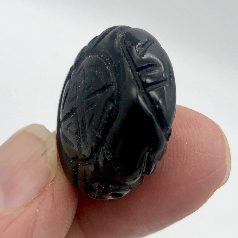 Carved Long Life Obsidian Coin Beads 25x10mm 1 Bead - Etsy