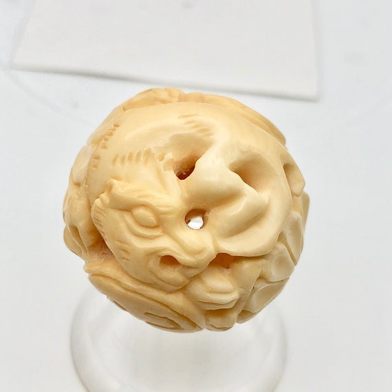 Chinese Zodiac Year of the Tiger Bone Bead 30mm Cream - Etsy
