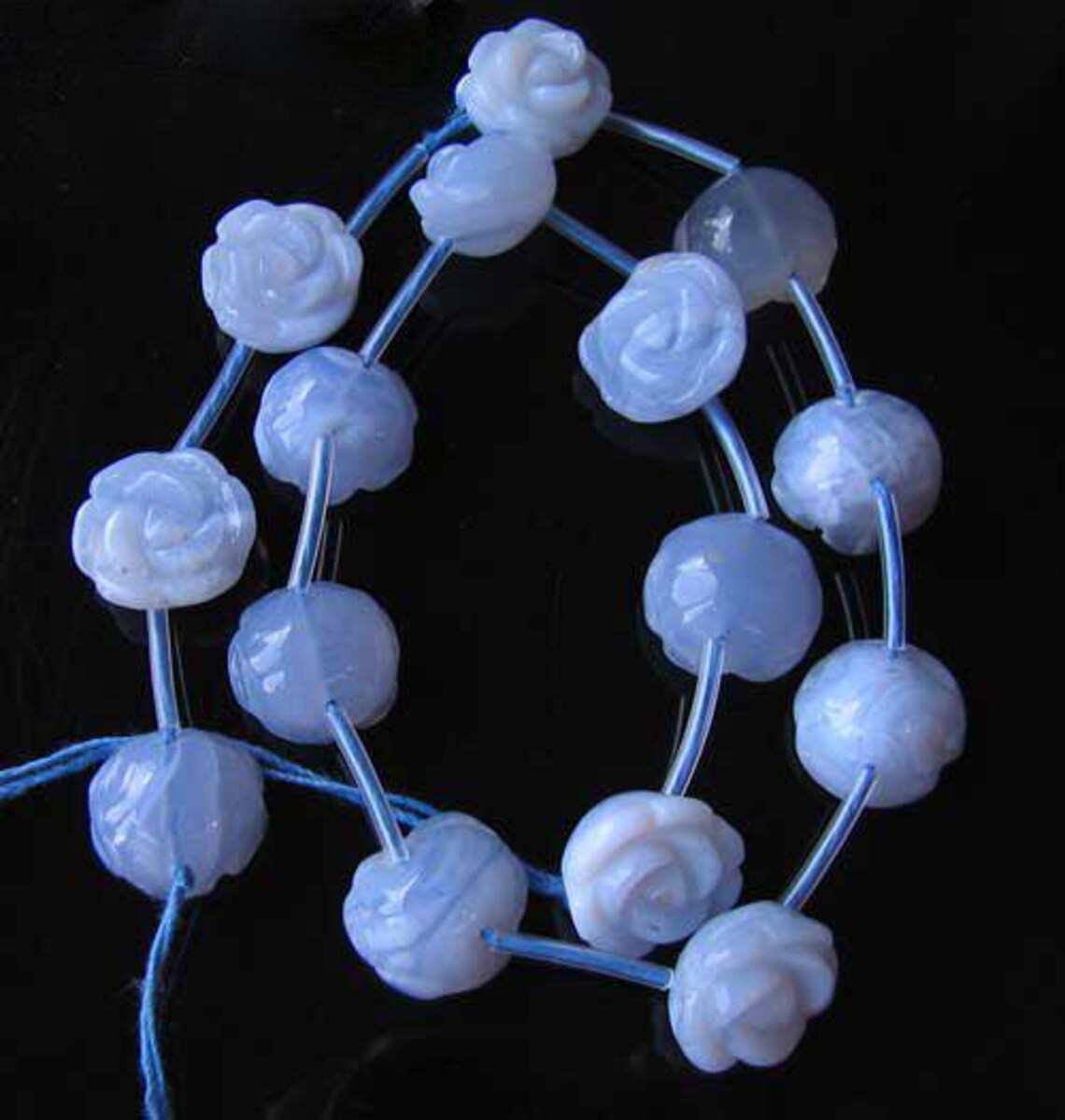 Blue Lace Agate Rose Flower Bead | 10x9-12x9mm | Lavender | Rose | 1 ...