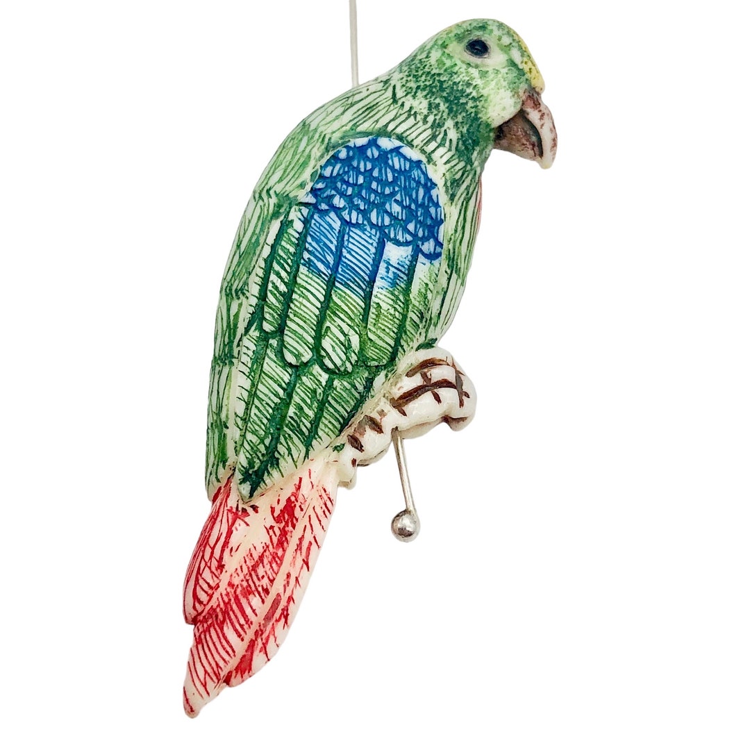 Waterbuffalo Bone Parrot 51x19x8.5mm Green/blue/red/brown 1 Bead - Etsy