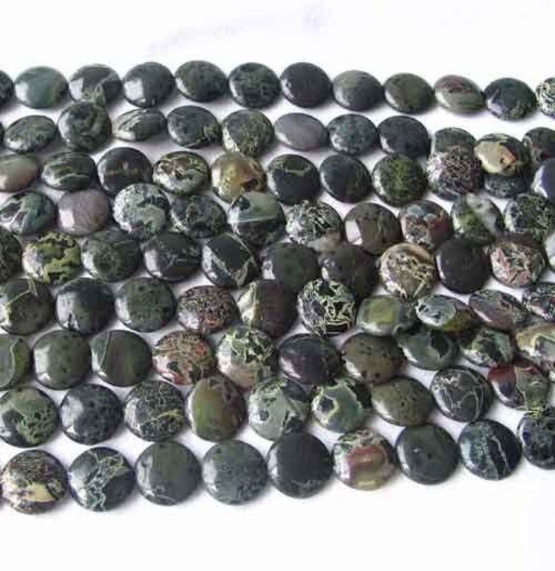 4 Green Sediment Stone 18mm Coin Beads 8722 - Etsy