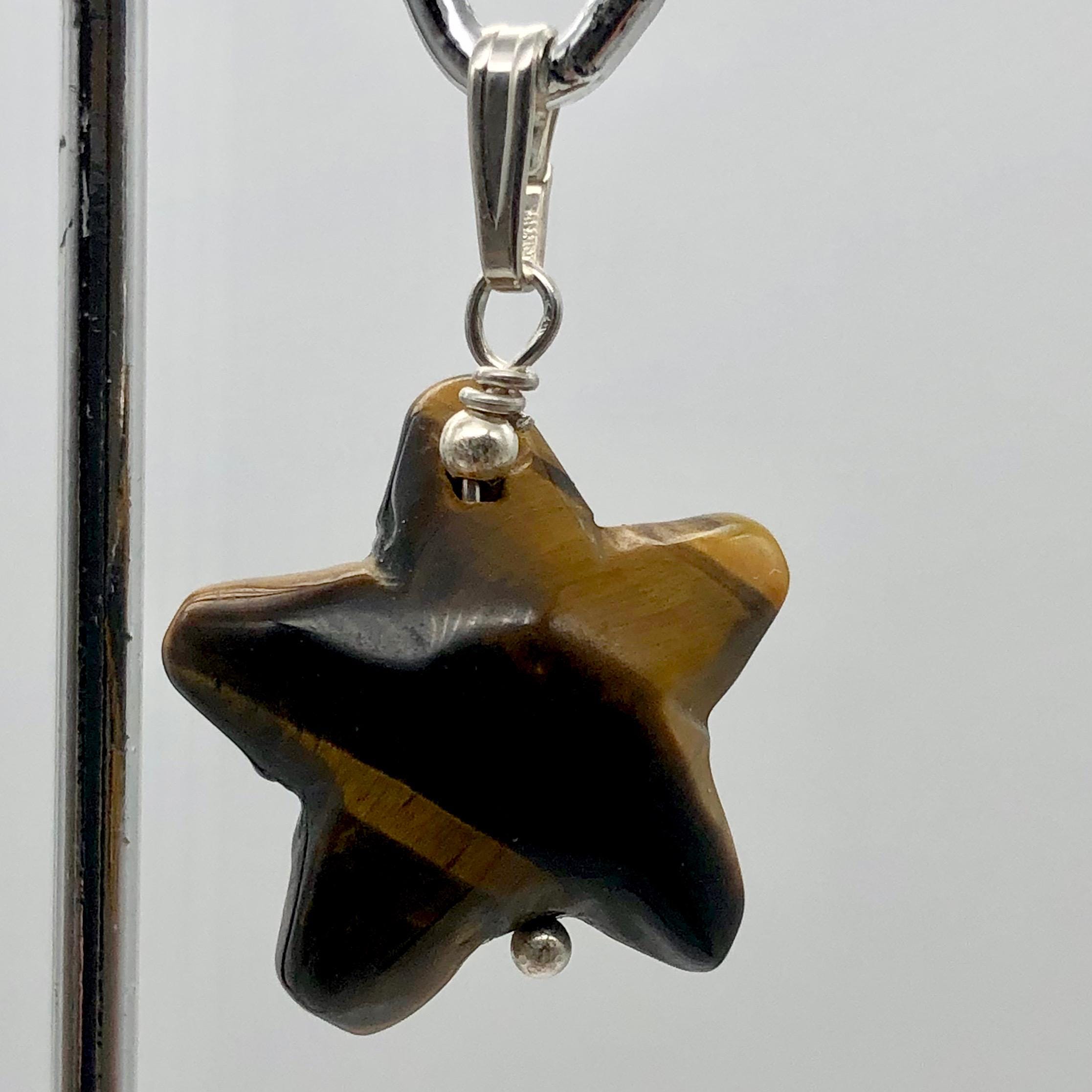 Tiger Eye Starfish Pendant Necklace | Semi Precious Stone | Silver ...