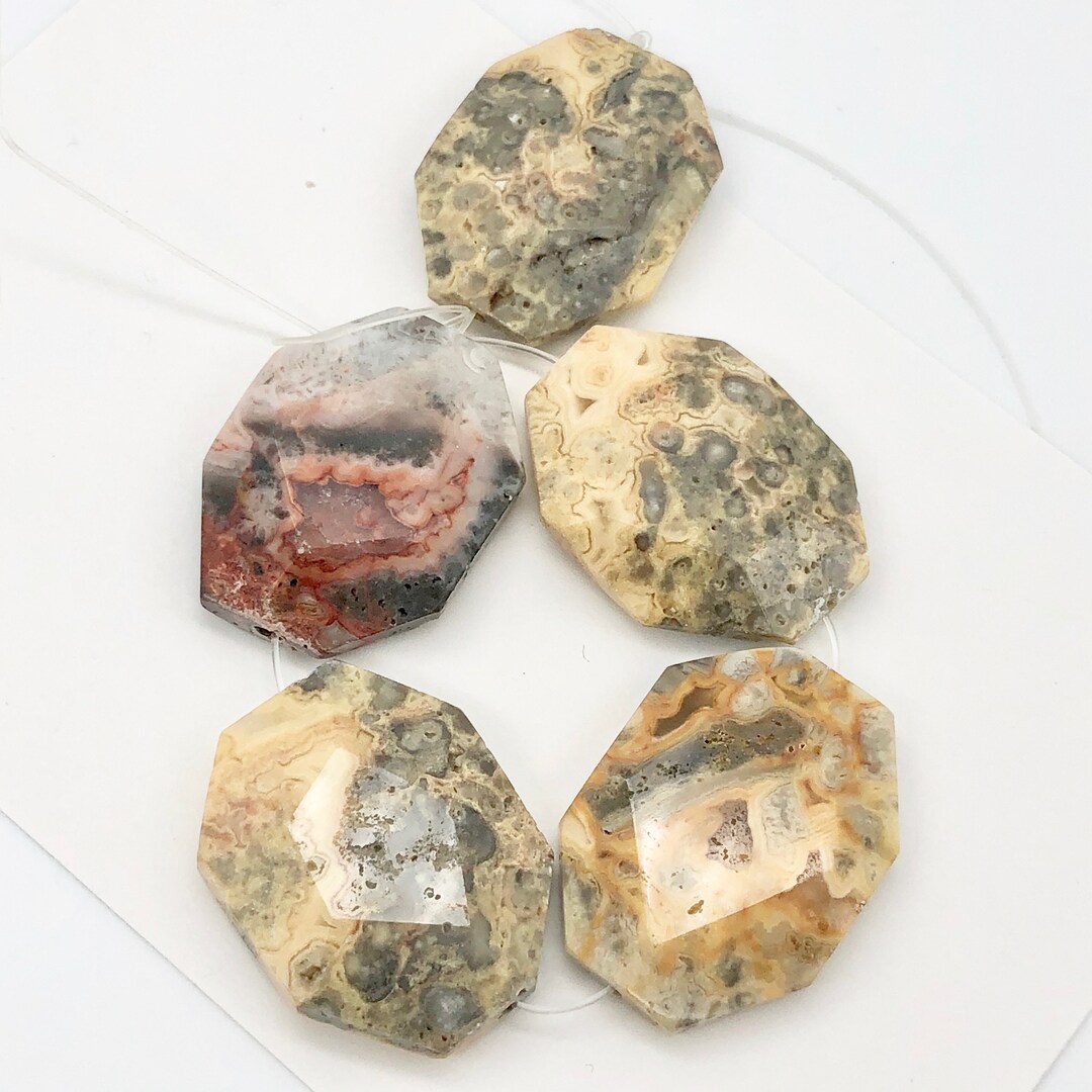 Crazy Lace Agate Faceted Bead 8 Strand / 40x30mm / Naranja/Gris/Rosa ...