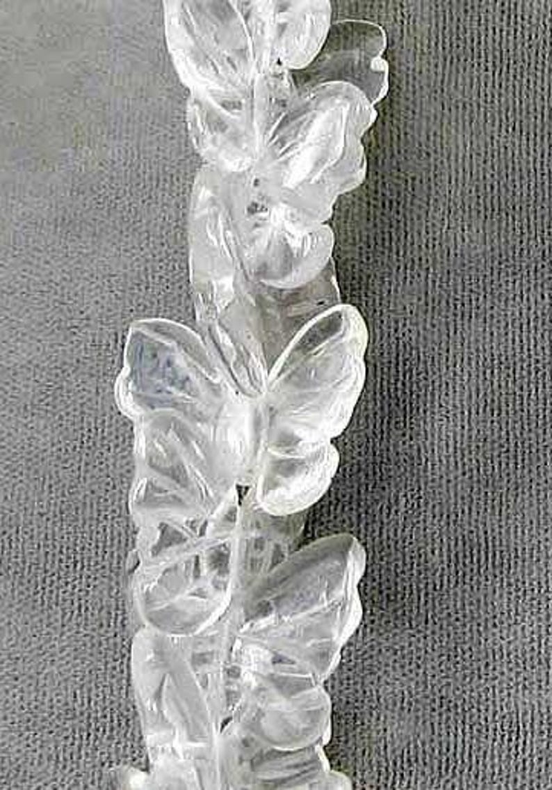 Fluttering 2 Hand Carved Quartz Butterfly Animal Beads | 21x18x5mm ...