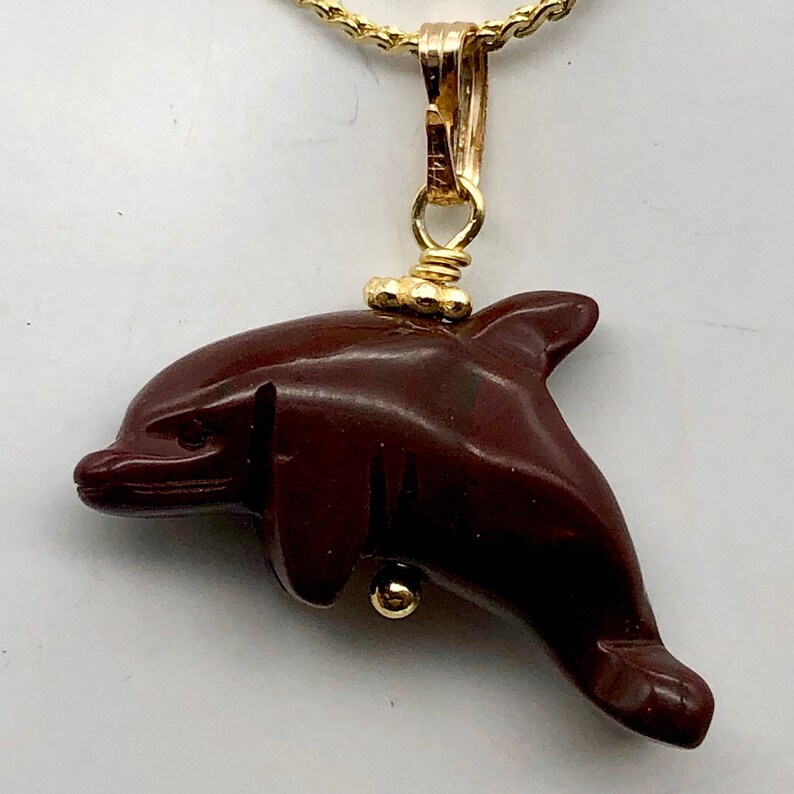 Jasper Dolphin Pendant Necklace Semi Precious Stone Jewelry - Etsy