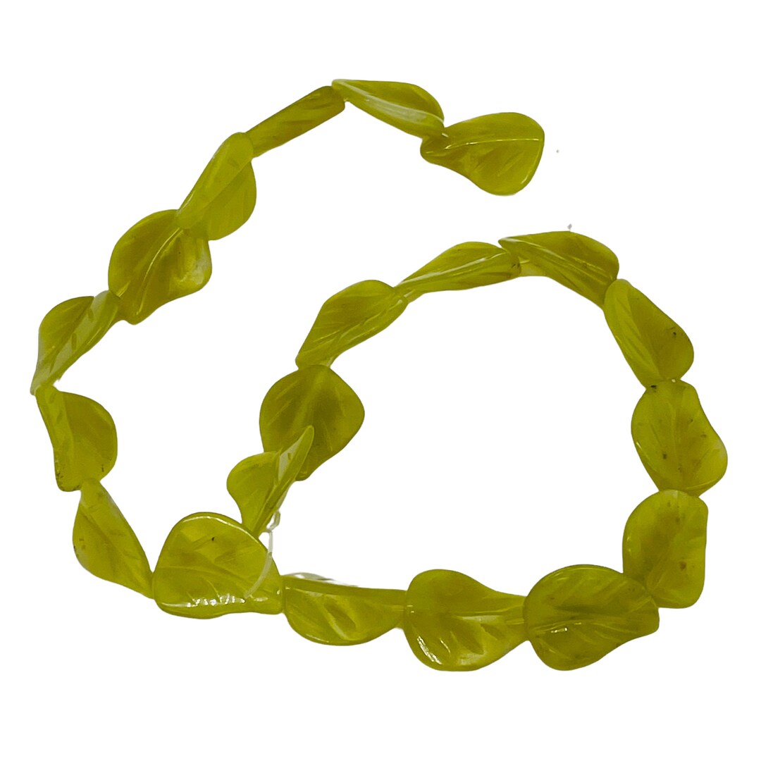 Hand Carved Korean Jade Leaf Bead Strand | 19x17x6mm | 20 Beads | - Etsy