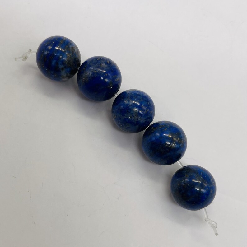Natural, Untreated Lapis Round Beads | 12mm | 5 Beads | - Etsy